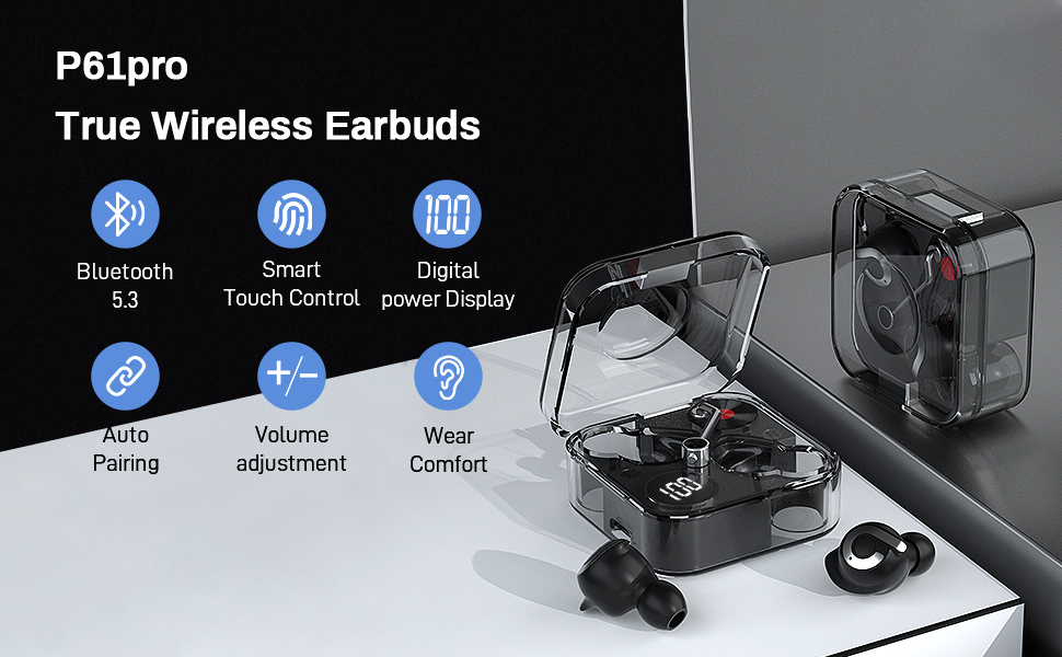Amazon.com: Bluetooth Headphones V5.3 Wireless Earbuds Touch Control ...
