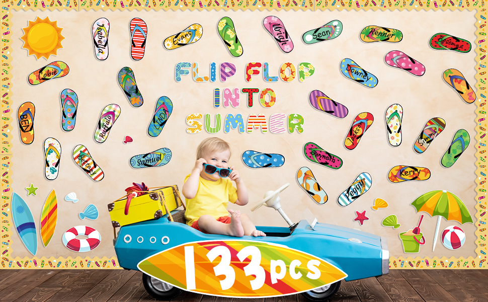 Amazon.com : AsodSway 133Pcs Summer Flip Flop Bulletin Board Cutouts ...