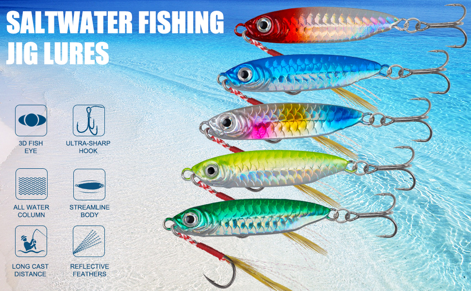 Amazon.com : Saltwater Fishing Jigs Metal Jigging Spoon Long Casting Fishing Spoons Lures ...