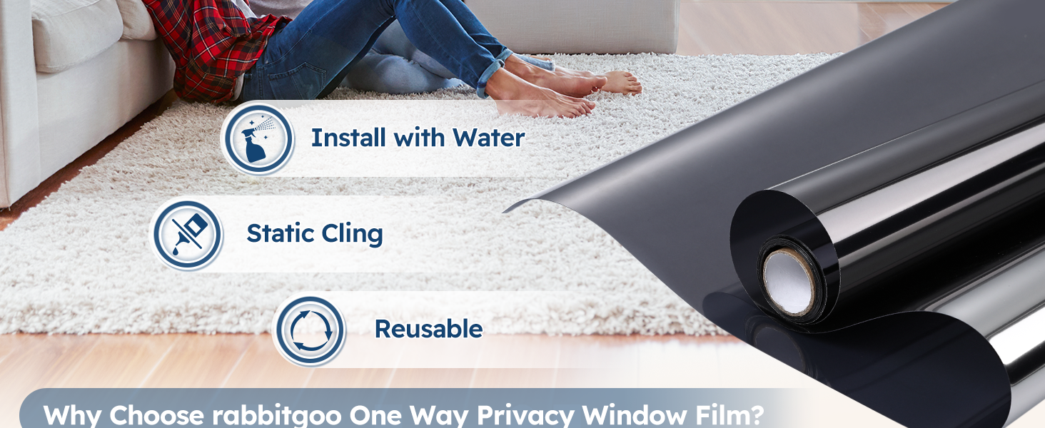 Amazon.com: rabbitgoo Window Tint for Home One Way Privacy Window Film See Out Not in Heat UV ...