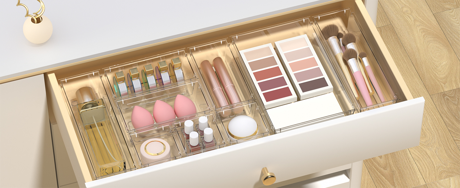 Amazon.com: 33 PCS Clear Plastic Drawer Organizers Set, 4 Sizes ...