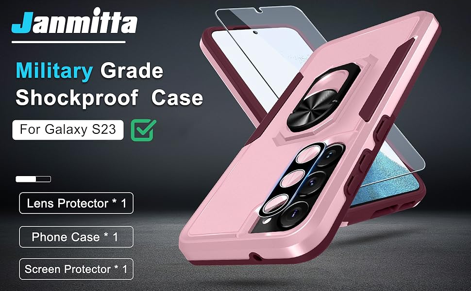 Amazon.com: Janmitta Compatible with Samsung Galaxy S23 Case with Screen Protector+Camera Lens ...