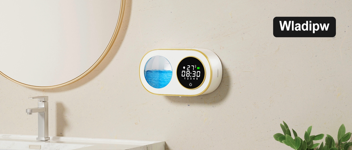 Amazon.com: Wladipw Automatic Liquid Soap Dispenser Touchless with Time and Temperature Display ...