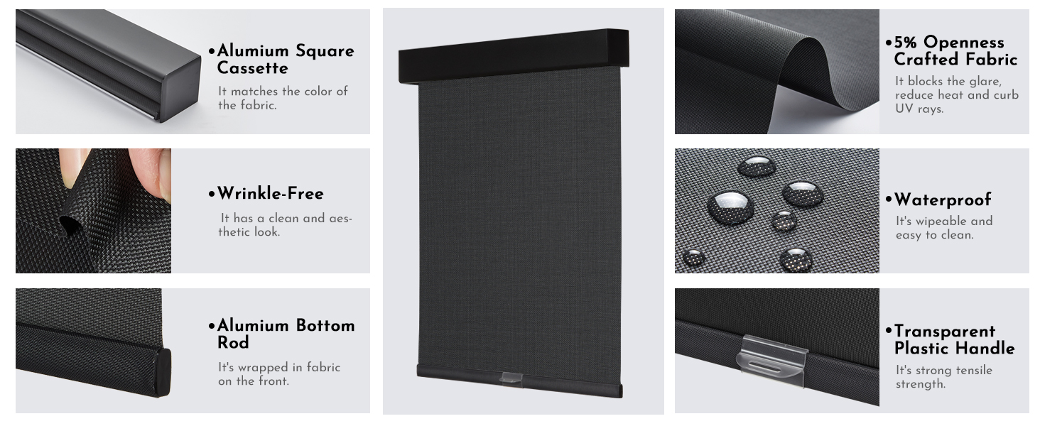 Amazon.com: Persilux Custom Size Free-Stop Cordless Solar Blinds for Window Shades Light ...