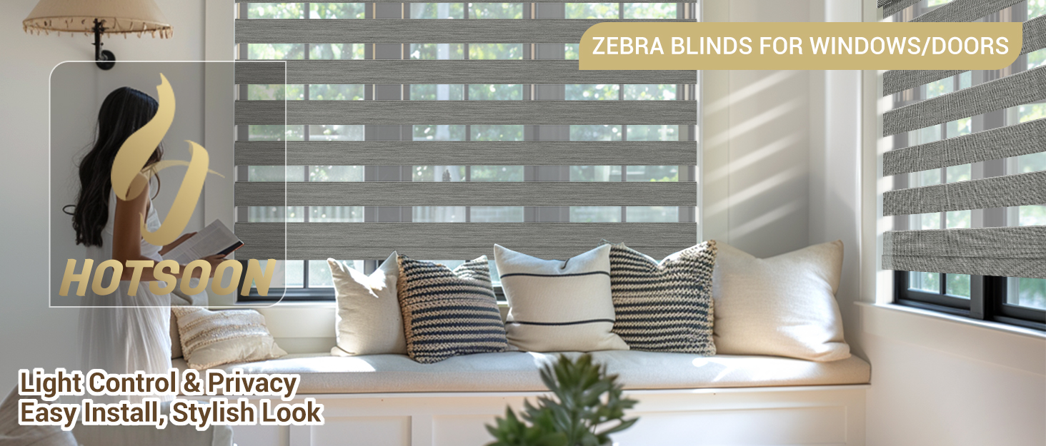 Amazon.com: HOTSOON No Drill No Tools Zebra Blinds for Windows, Cordless, Linen Fabric, Light ...