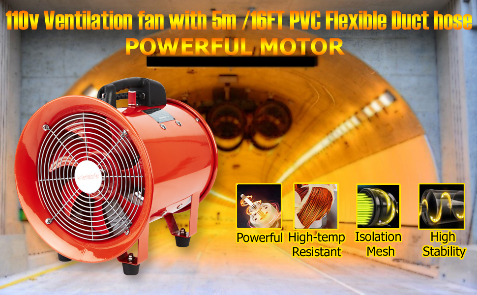 Portable Axial Ventilation Commercial Fume Extractor Blower Fan comes with Free PVC Flexible ...