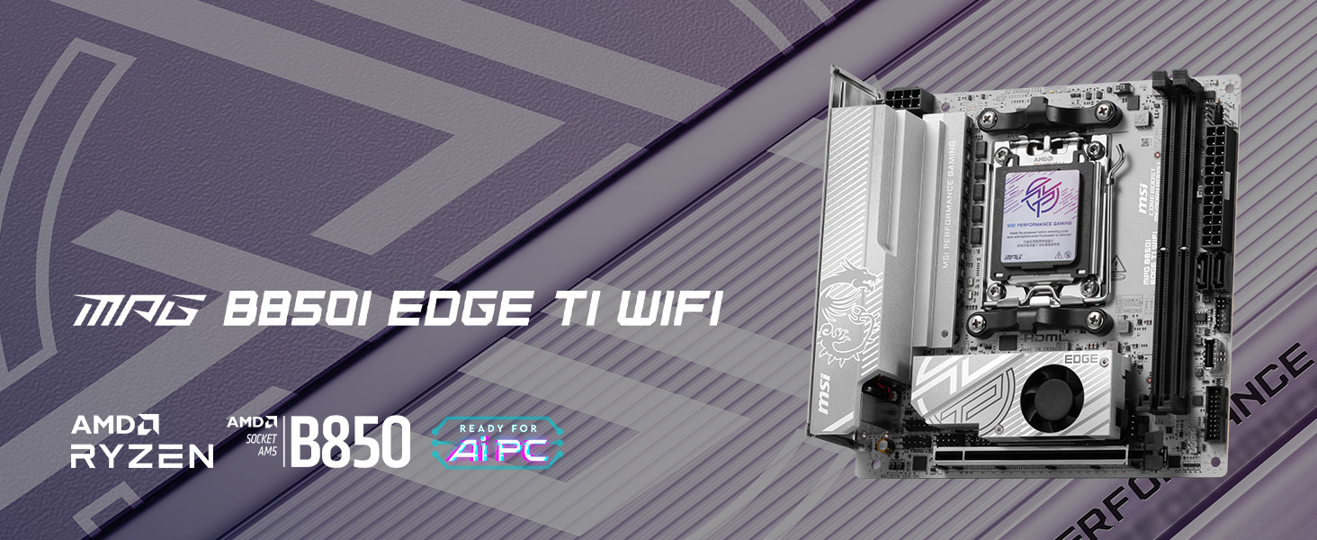 Amazon.com: MSI MPG B850I Edge TI WiFi Motherboard, ATX - Supports AMD Ryzen 9000/8000 / 7000 ...