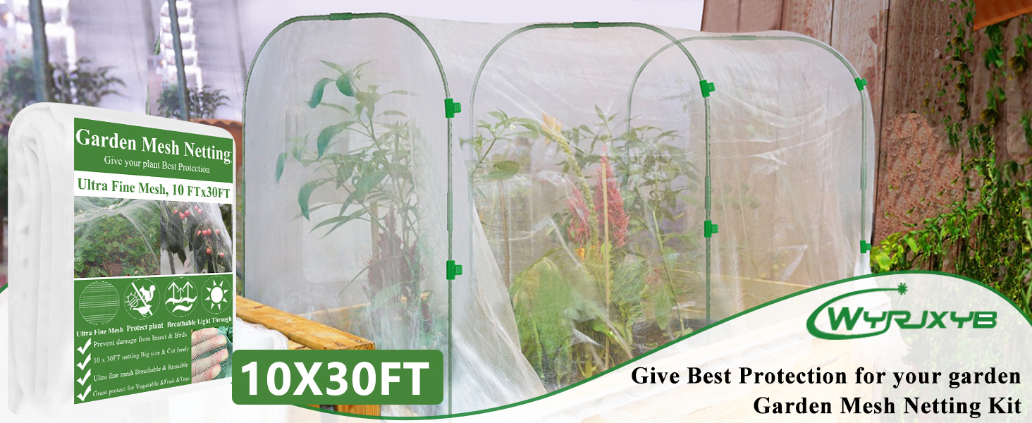 Amazon.com : Garden Mesh Netting Kit, Plant Covers 10x30Ft Ultra Fine Mesh Netting & 6Pcs Garden ...