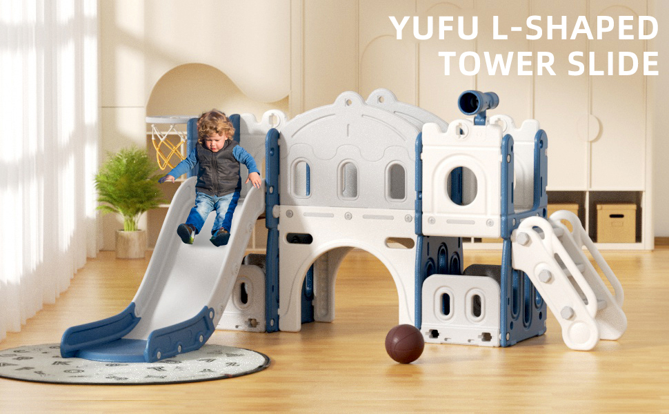 Amazon.com: YUFU 7 in 1 Toddler Slide, Kids Climber Slide with Basketball Hoop and Ball, Indoor ...
