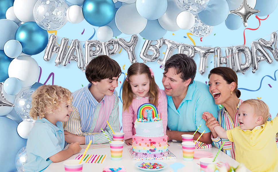 Amazon.com: 101PCS Blue and White Birthday Party Decorations for Men ...