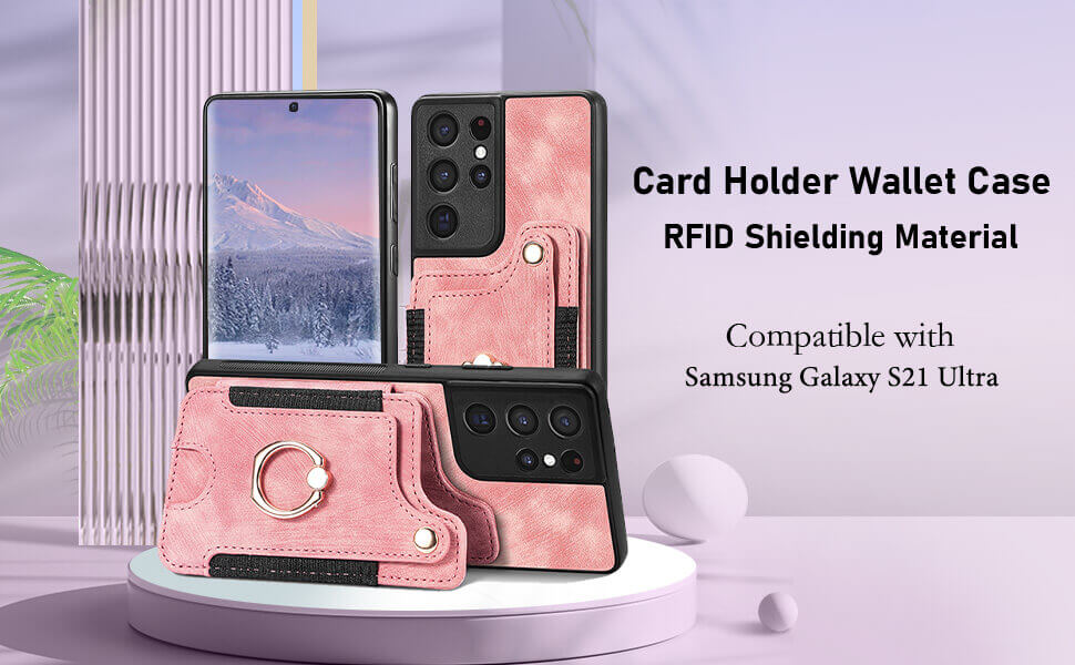Amazon.com: JanCalm for Samsung S21 Ultra Case Card Holder Wallet, Ring Stand, RFID Blocking ...