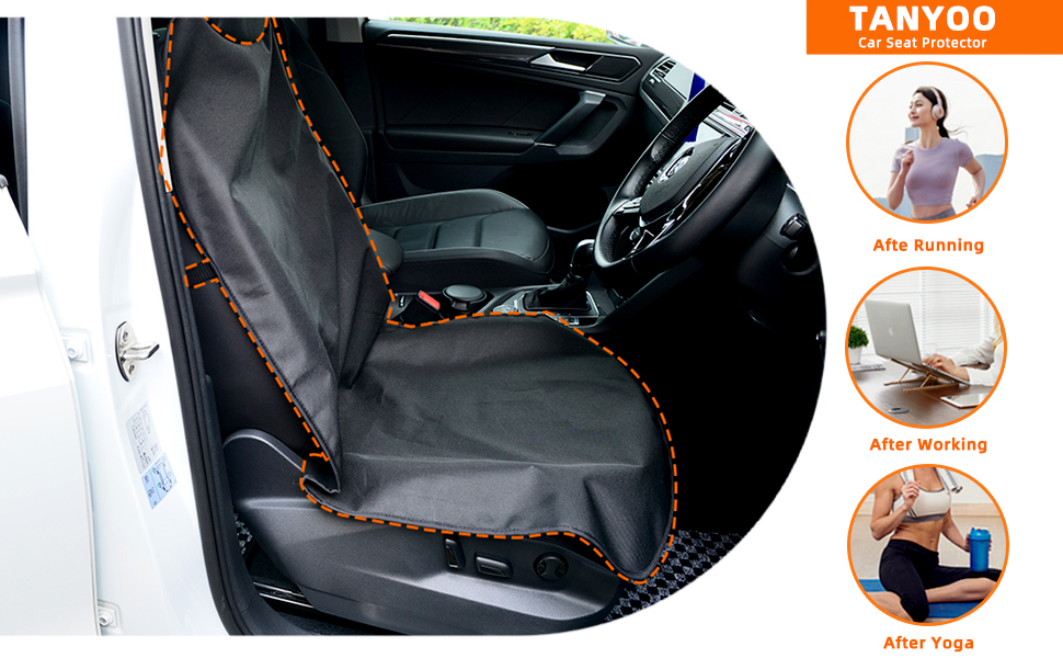 TANYOO Waterproof Car Seat Covers, 2 Pieces Waterproof Nylon Seat Cover, Heavy Duty Black Front ...