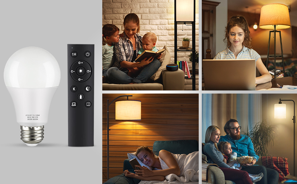 OUTON A19 LED Light Bulb with Remote Control, Efficient 9W LED Bulb (60Watt Equivalent), 810 LM ...