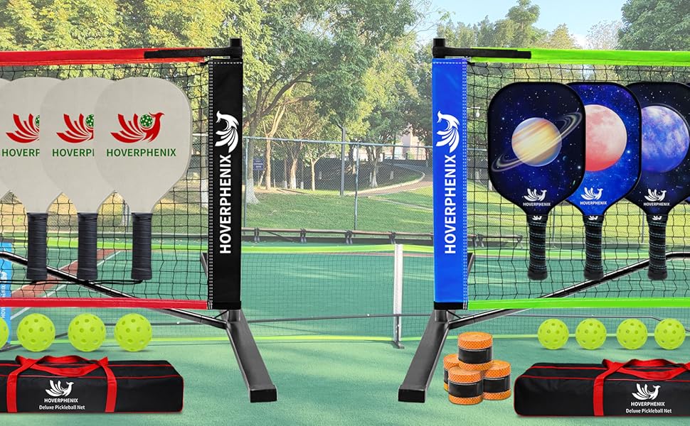 Pickle Ball Set with Net for Driveway Portable Regulation Size Pickle Ball Net System with 4 ...