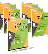 Amazon.com : PUJIANG 6 Pack Acrylic Sign Holder 8.5x11 Wall Mount,Clear Wall Sign Holder with ...