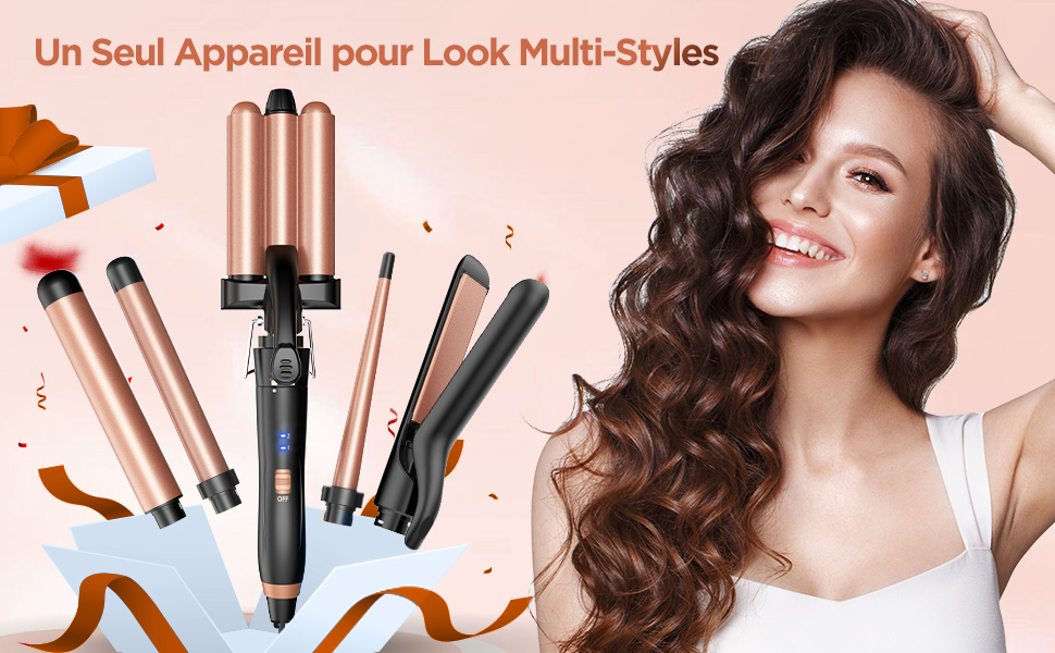 Boucleur a Cheveux Boucleur 3 Tete-BESTOPE MIX Fer a Boucler 5 en 1 avec un Lisseur Cheveux, Fer ...