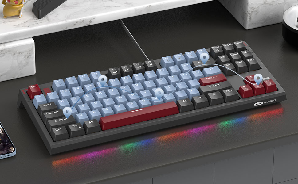 Amazon.com: Compact 80 Percent Mechanical Gaming Keyboard, Wired tkl ...