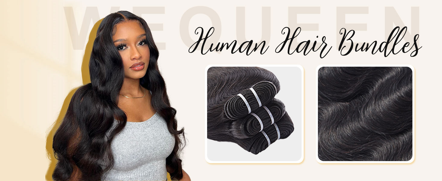 Amazon.com : WEQUEEN Human Hair Bundles Body Wave 16A Brazilian Virgin Hair Bundles 22 24 26 ...