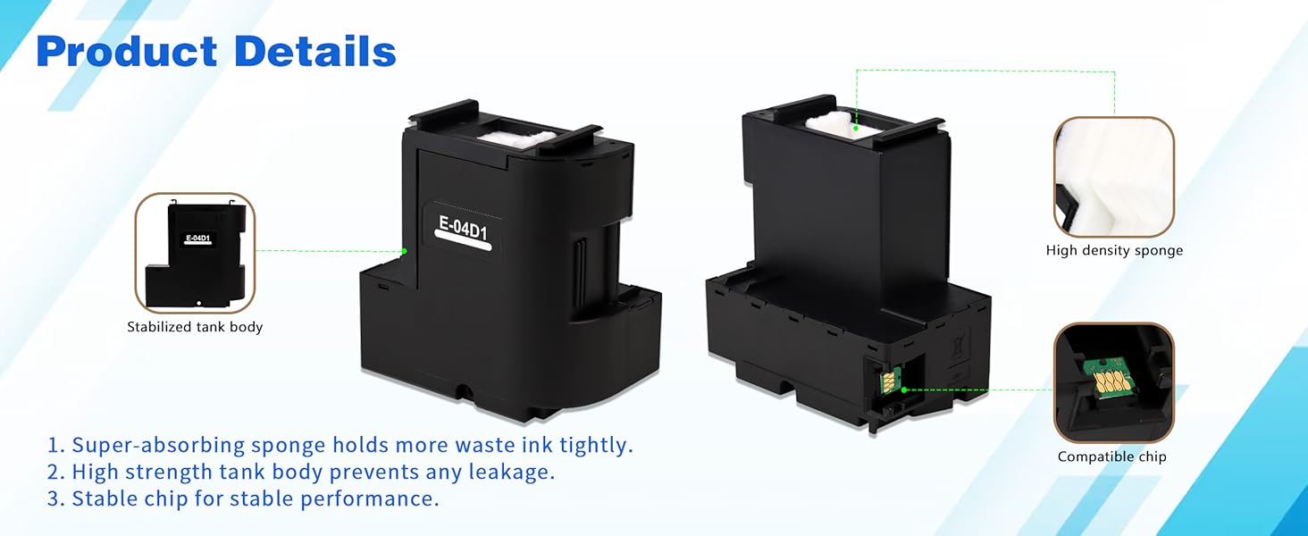 Amazon.com: Enlite Compatible Ink Maintenance Box Replacement for Epson T04D1 T04D100, Works ...