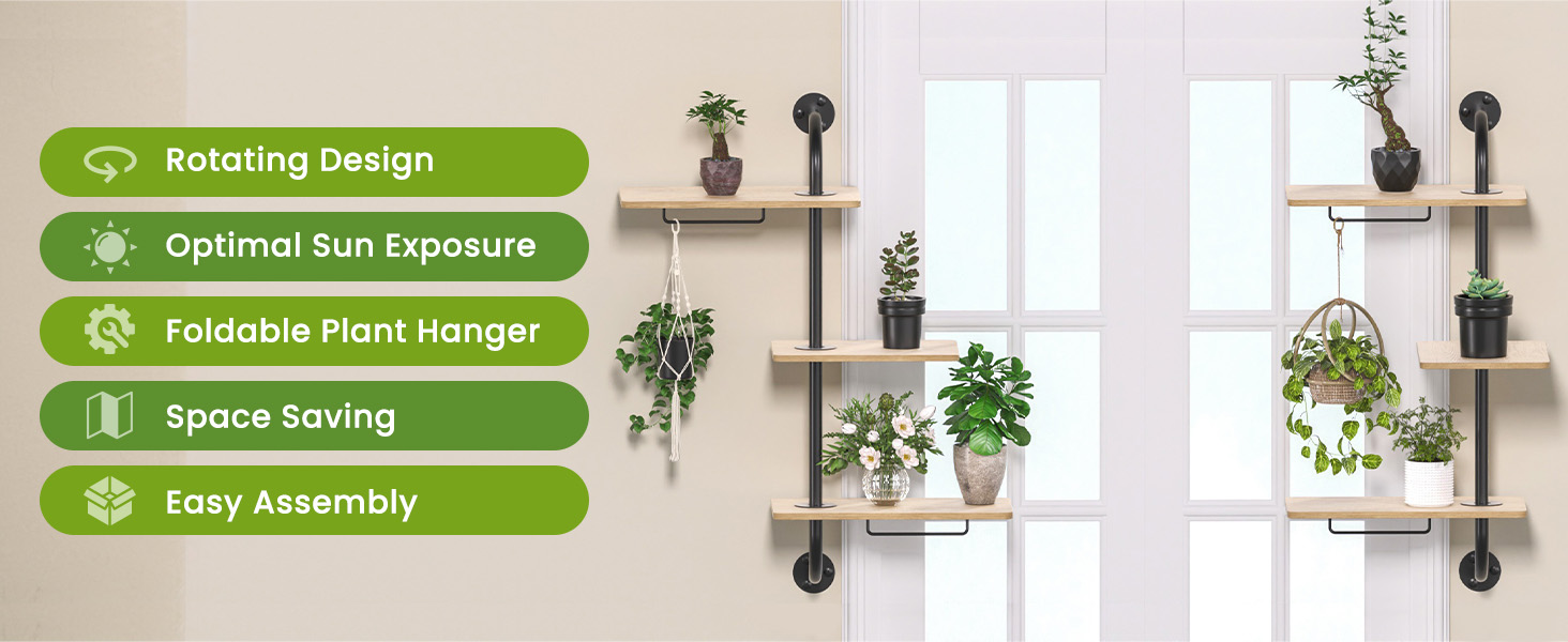 Amazon.com: DELLAN Window Plant Shelves, Rotating Plant Shelf for ...