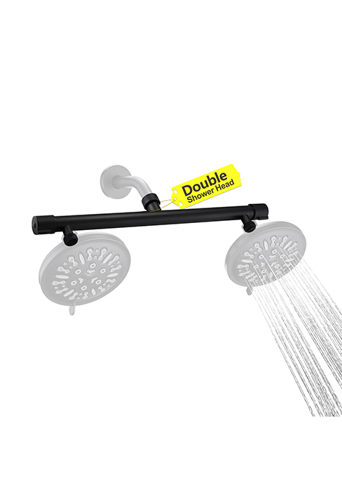 Double Shower Head with Built-in 2 Shut Off Valve Shower Splitter, High Pressure 8 Setting Dual ...