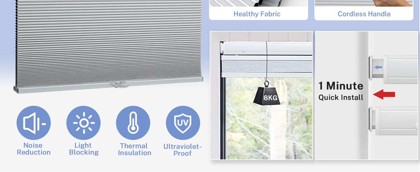 Amazon.com: UrMoon No Tools No Drill Top Down Bottom Up Cellular Shades ...