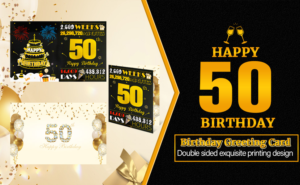 Amazon.com : Ushinemi 50th Birthday Decorations Large Happy 50th Birthday Card for Men Women ...