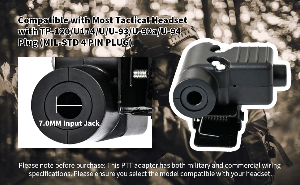 Amazon.com: WODASEN Military U94 PTT Adapter Tactical Headset 7.0mm Push to Talk Connector for ...