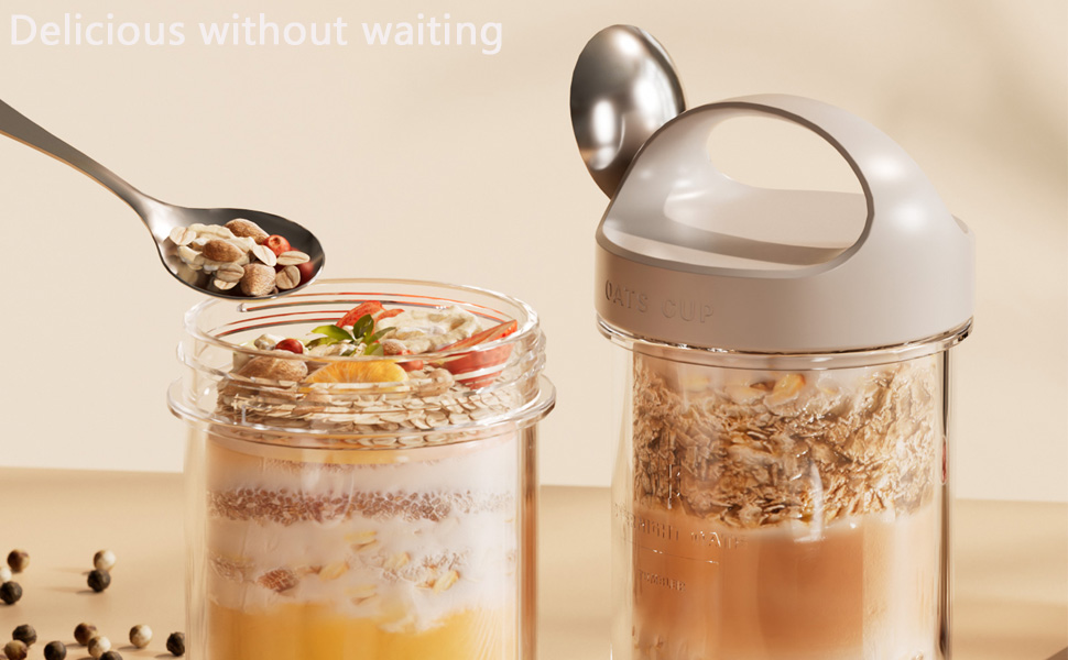 Amazon.com: Povinmos 2Pack Overnight Oats Containers with Lids and Handle,14 oz Airtight Oatmeal ...
