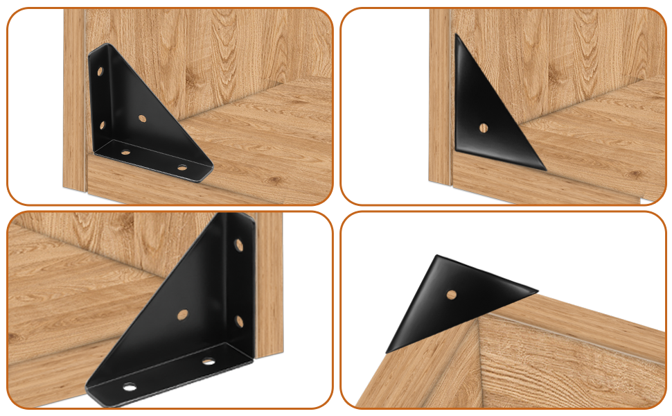 4Pcs Corner Bracket, Black Angle Bracket Corner Brace, Metal Corner ...