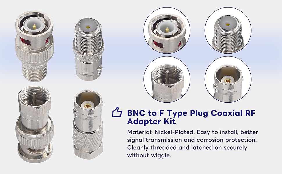 Amazon.com: Boobrie 4PCS F Type to BNC Connector Kit F to BNC Male/Female to F Male/Female ...