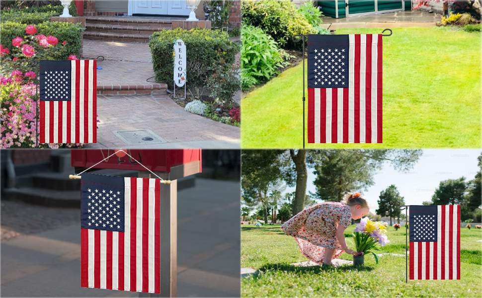 Amazon.com : Bradford Embroidered American Garden Flag 12x18 Double Sided, Small American USA ...