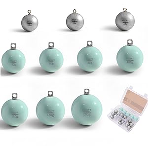 Amazon | ECOFT無鉛オモリ20g~200g球体ボール型丸玉釣りおもりコーティングされた釣りオモリシンカー深くまでに沈む錘各種サイズパックシングルサイズと箱入りミックスセット深海浅海 ...