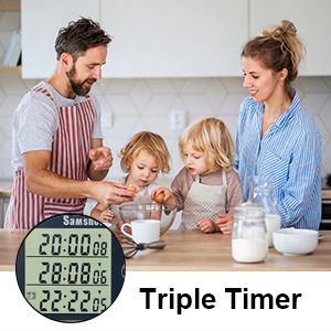 Amazon.com: Digital Dual Kitchen Timmers 3 Channels Count UP/Down Timer Cooking Timers Large ...