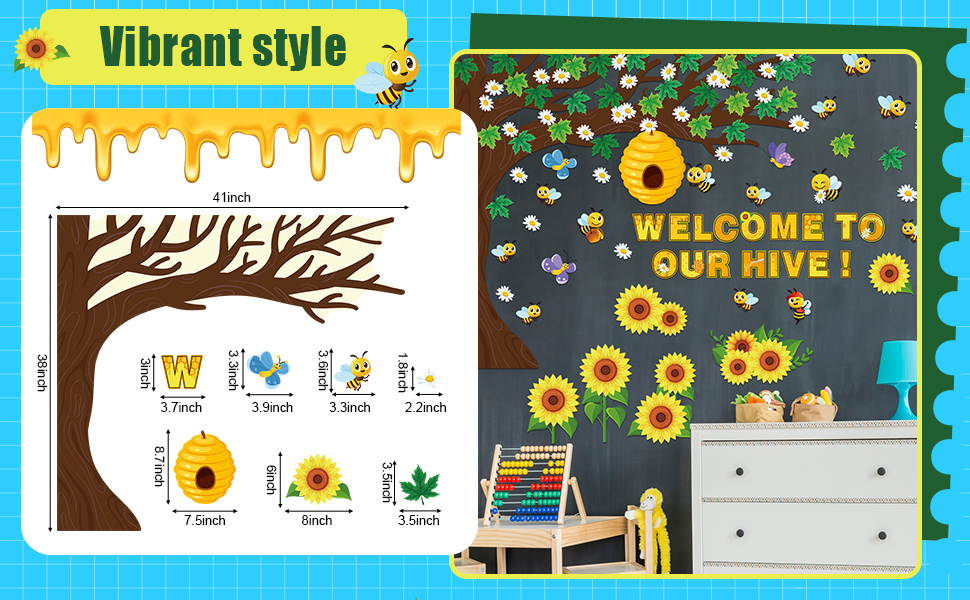 Amazon.com : Zonon Sunflower Classroom Tree Bulletin Board Set Daisy ...