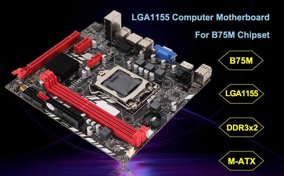 Dpofirs B75M M ATX Mining Mainboard, Unterstützung für Corei7, i5, i3 LGA1155 CPU, SATA3.0 x1 ...
