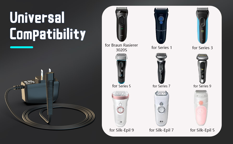 Amazon.com: 12V Shaver Charger Compatible with Braun Series 9 8 7 6 5 3 1, Electric Razor ...
