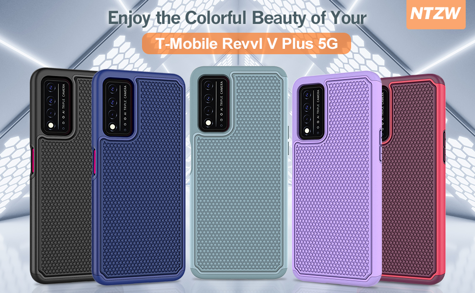 Amazon.com: NTZW T-Mobile Revvl V+ 5G Case: Heavy Duty Shockproof Protective Phone Case [2 ...