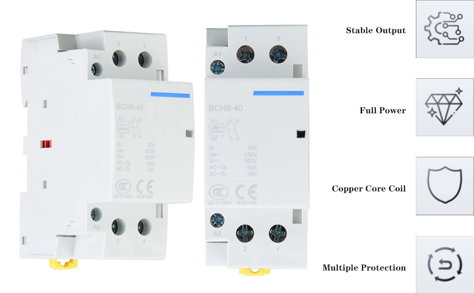 40A Contactor, 2NO 230V 2P Contacteur AC Domestique, Contacteur électrique, Contacteurs de ...