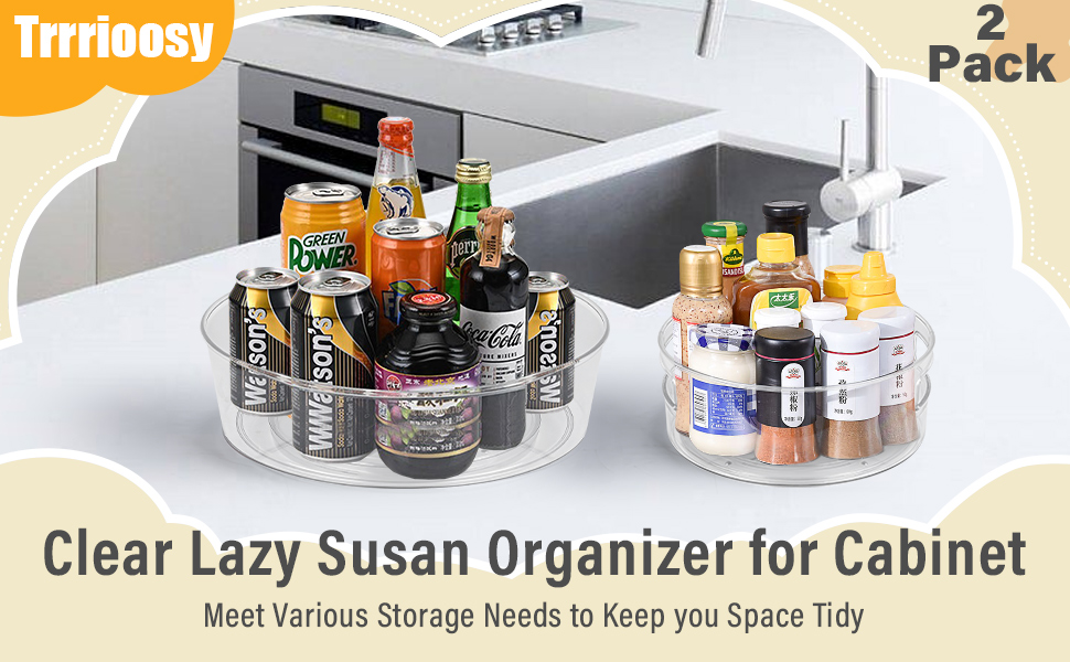 Amazon.com - 2 Pack Lazy Susan Organizer for Cabinet - 9" & 11.5 ...