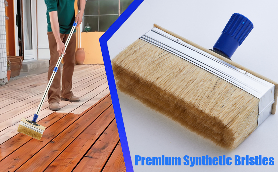7" Decking Paint Brush Deck Stain Applicator with 60" Long Handle, 3 ...