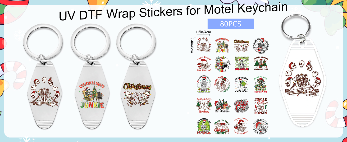 Amazon.com: Luvsweets Christmas UV DTF Stickers - 80 Sheets Christmas Skeleton UV DTF Decals for ...