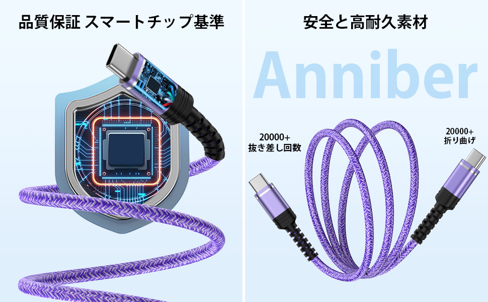 Amazon.co.jp: ANNIBER USB Type C ケーブル iphone16 60W急速充電【0.9m+1.8m/2本セット】 PD対応 携帯充電ケーブル USB-C ...