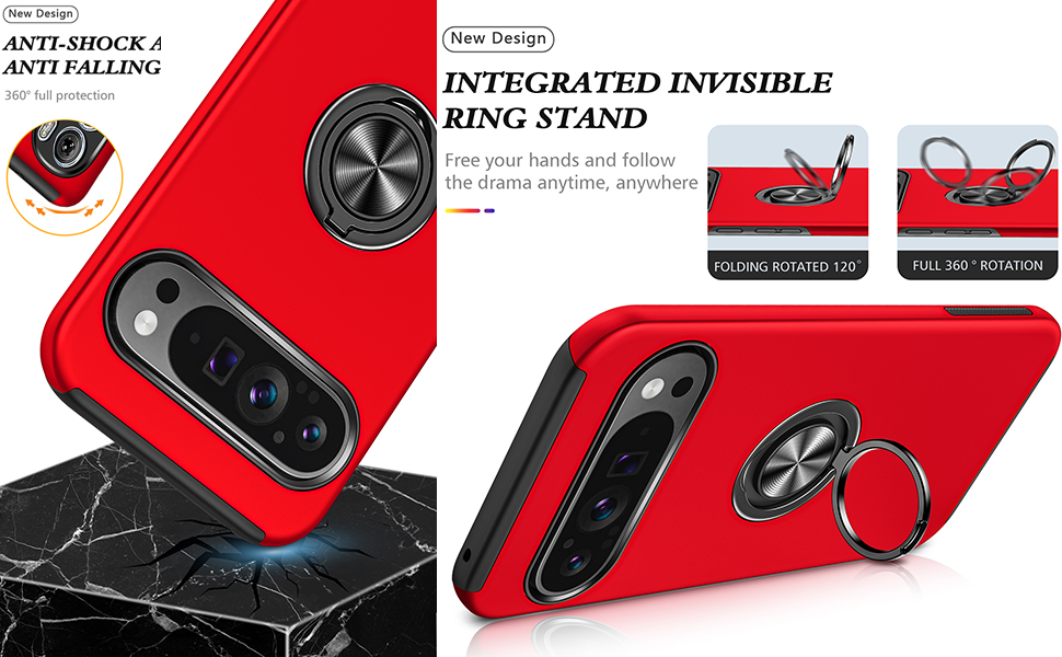 Amazon.com: for Pixel 9 Case for Google Pixel 9 Pro Case Military Grade Shockproof Built-in Ring ...