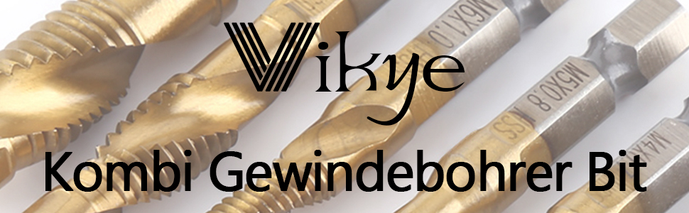 Kombi Bohrer Gewindebohrer, 6-tlg 1/4" HSS M3-M10 Metrisches Gewinde Bohrer und Gewindebohrer ...