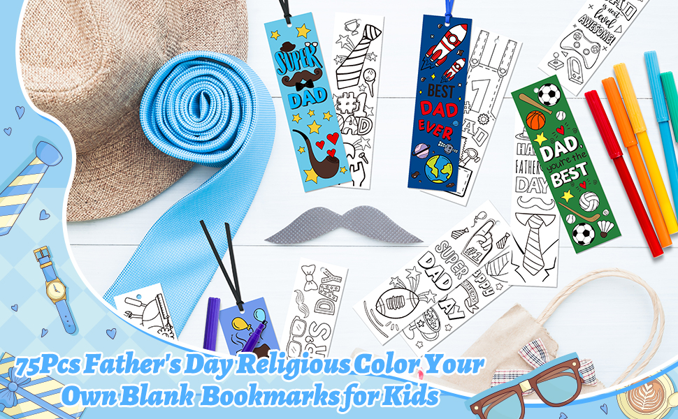 Amazon.com: BWkoss Father's Day Color Your Own Bookmarks for Kids ...