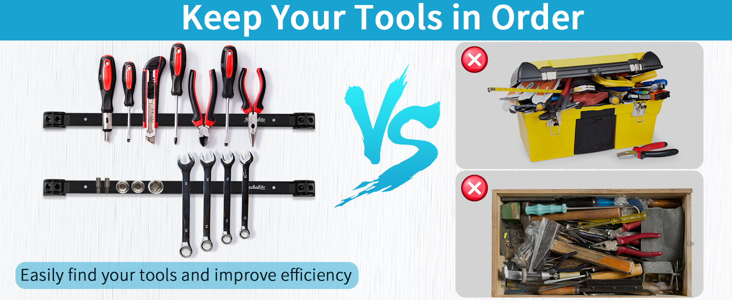 Amazon.com: Rechabite 6 Pieces 18" Magnetic Tool Holder Strip, Black Magnet Bar, Metal Tool ...