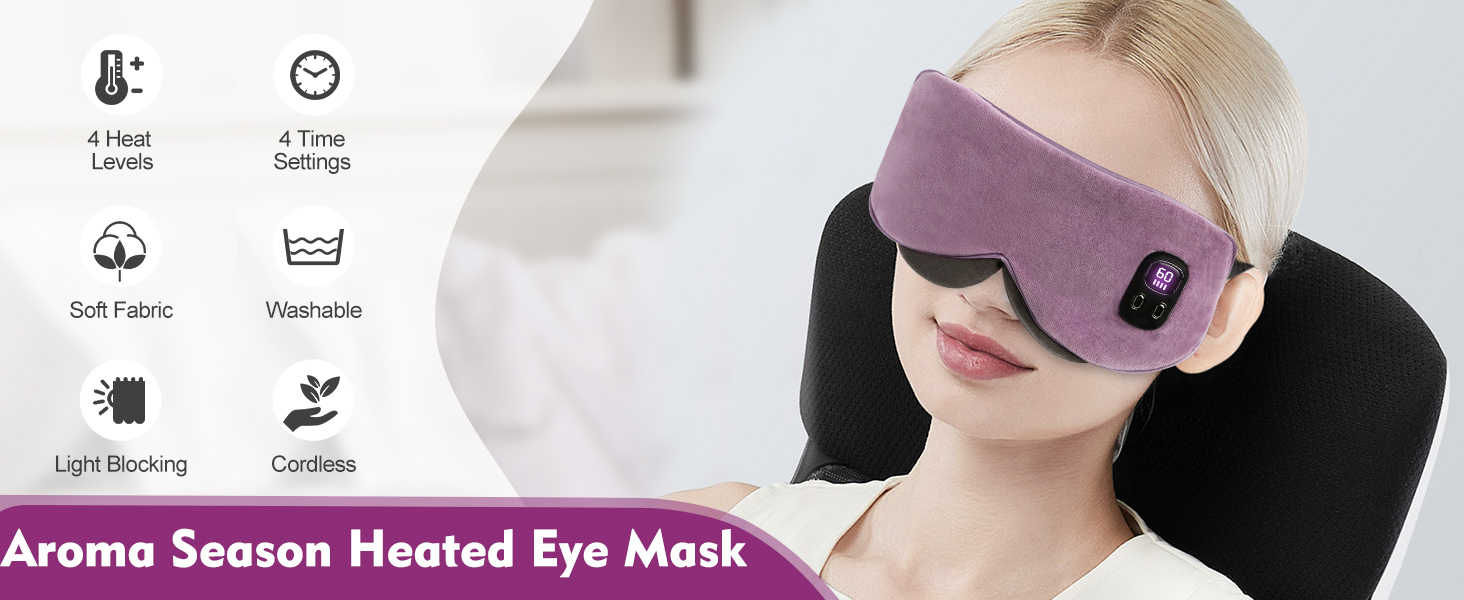 Amazon.com: Aroma Season Heated Eye Mask, Cordless and Washable Warm Eye Compress for Dry Eyes ...