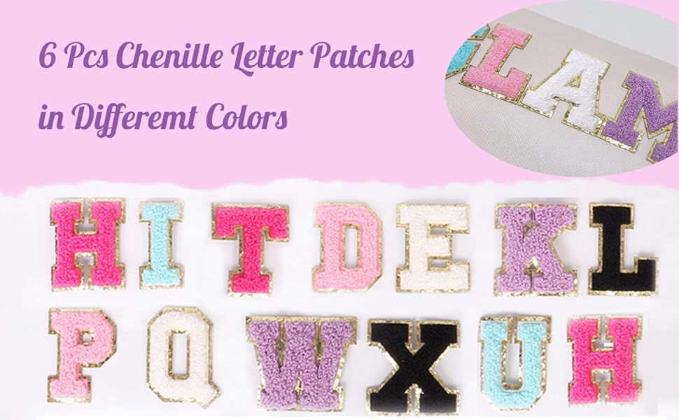 Amazon.com: Aganmi 6 Pcs Self Adhesive Chenille Letter Patches for Bags ...