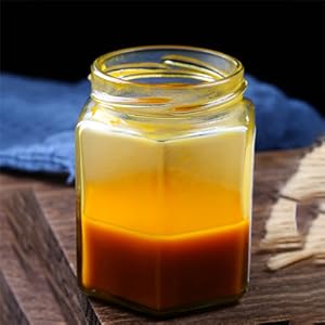 Amazon.com: Woaiwo-q 6 oz Hexagon Glass Honey Jars, Glass Jars with Gold Lids,Bronze Bee ...